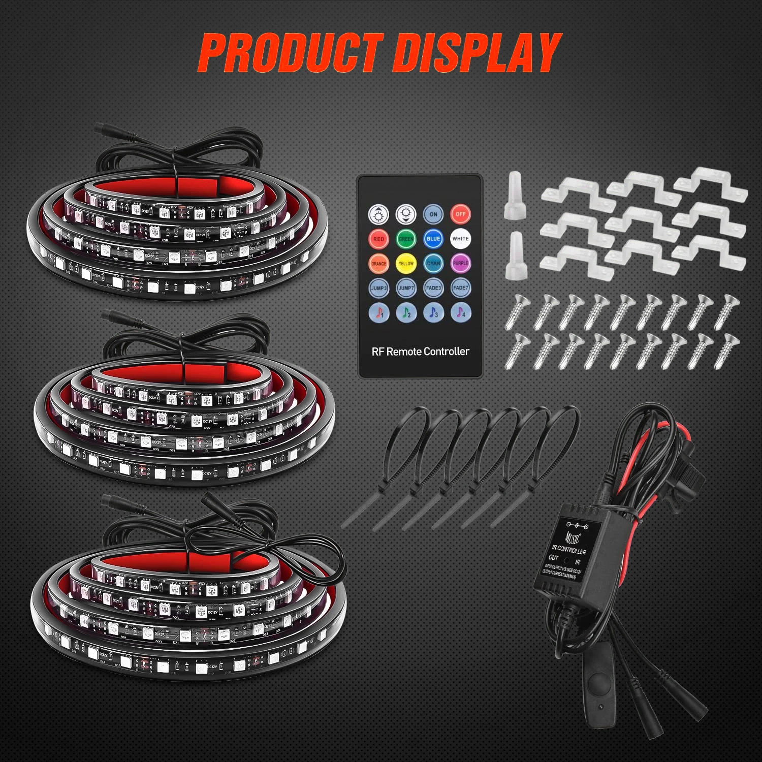 RGB LED Truck Bed Light Strip Kit Neon Accent Lights Splitter Extension ...