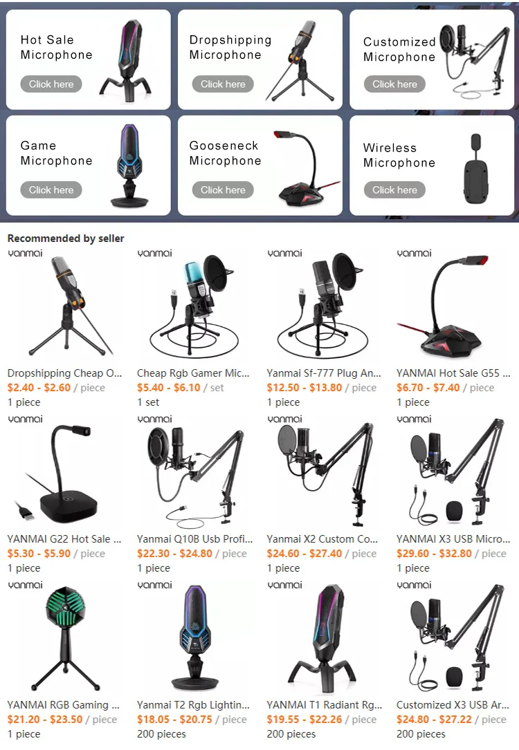 Cheap RGB Gamer Microphones USB Mic Streaming Microfono