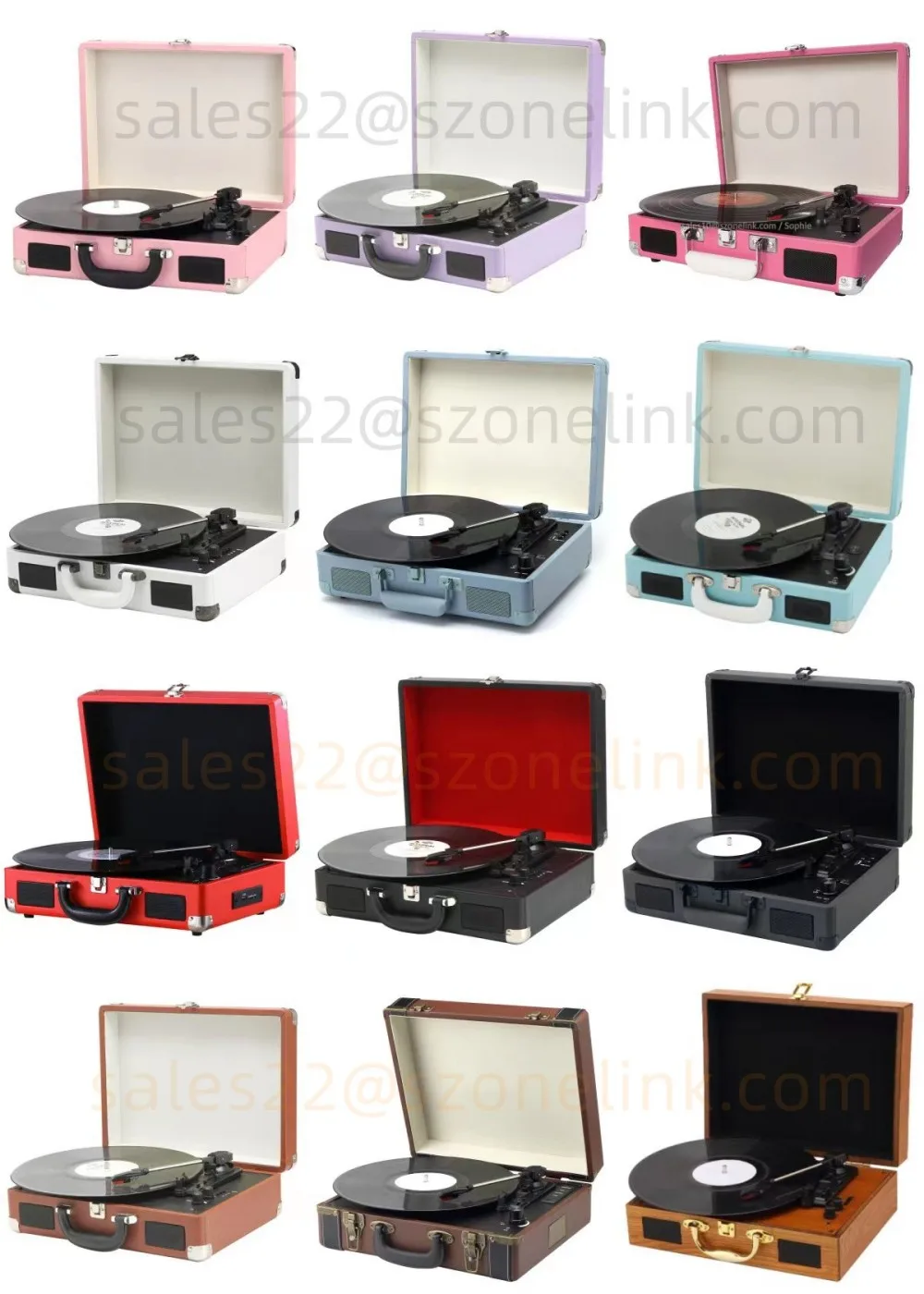 Oem Wooden Suitcase Turntable Record Player Tocadiscos 3 Speed ...