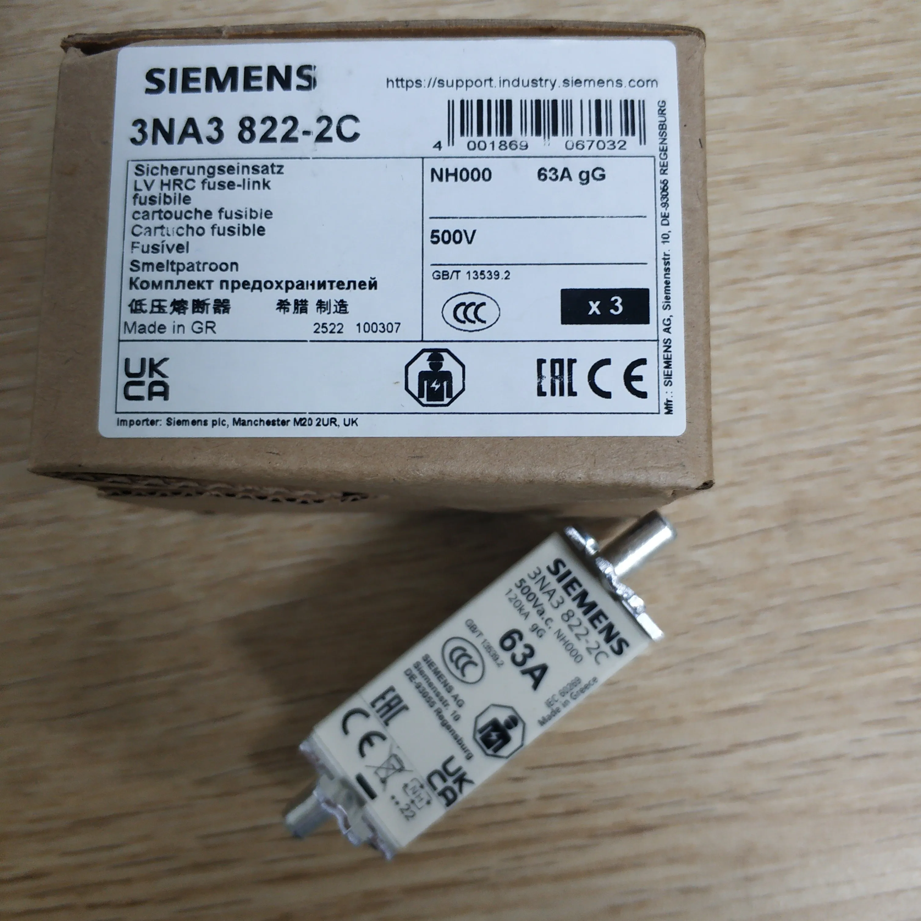 Siemens Lv Hrc Fuse Link 3na3 824-2c 63a - Buy Low Voltage Fuse Link ...