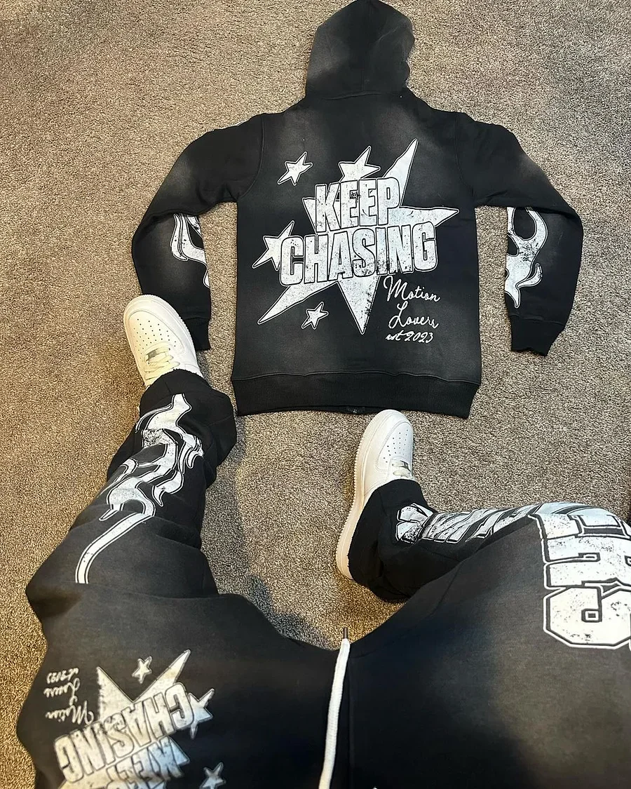Shop Our OEM Custom Men’s Sweat Suits - Distressed & Printed