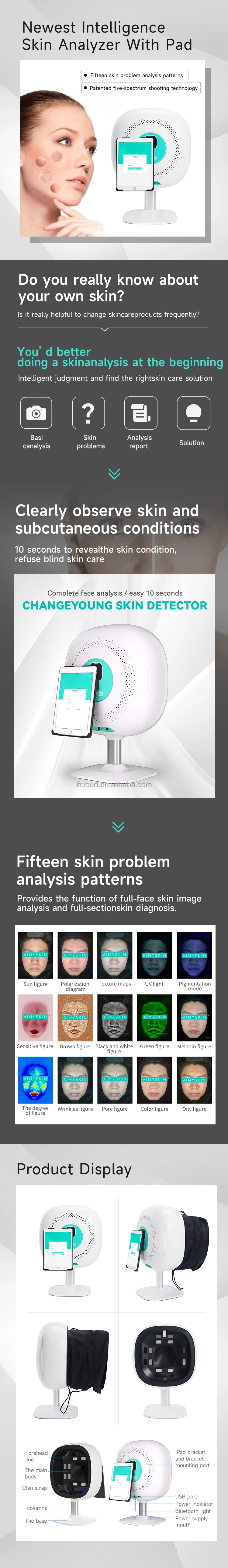 Portable 3D Facial Skin Analyzer Salon Machine for Acne & Pigmentation ...