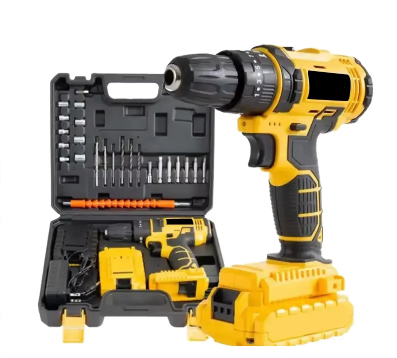 21V Cordless Impact Drill - Compact Lithium Battery Powered Drill Kit ...