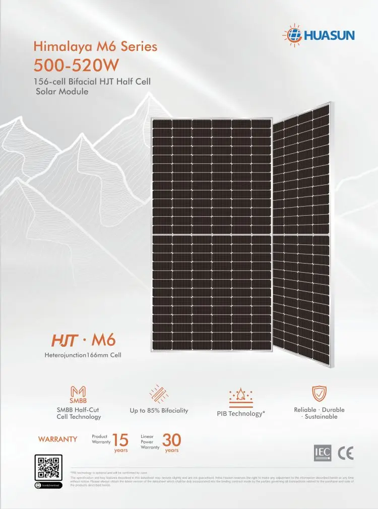 Huasun HJT M6-156-DS 500W-520W Solar Panels - Efficient Power