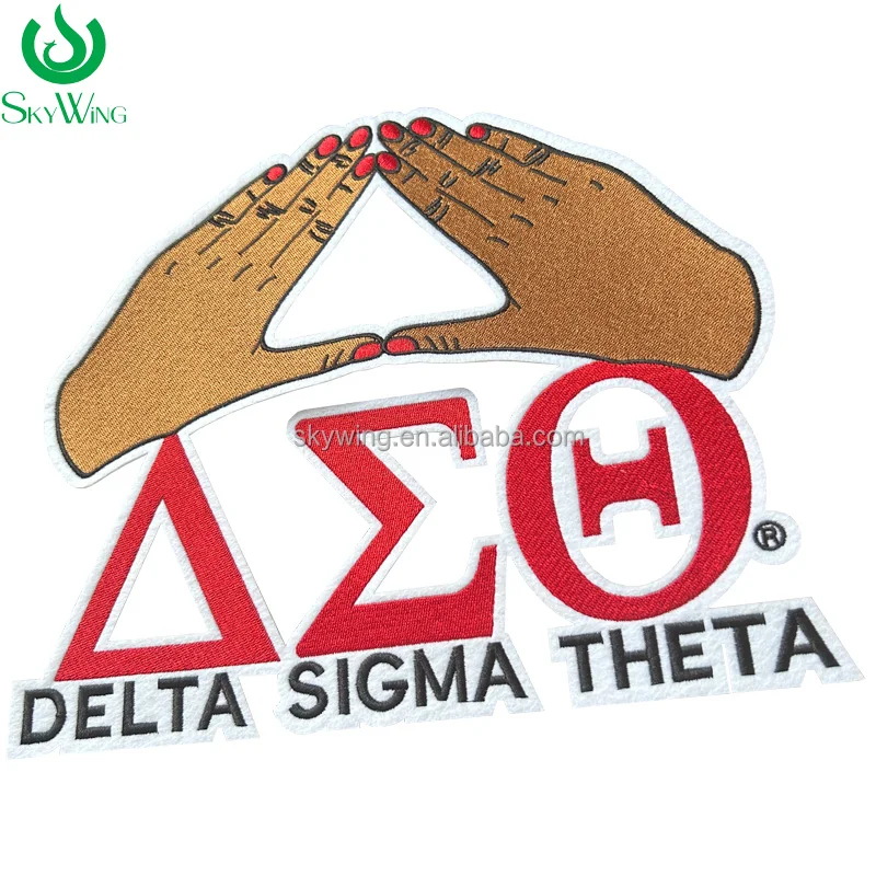 Red Embroidered Hand Sign With Red Nails Delta Sigma Sorority Ladies Of ...