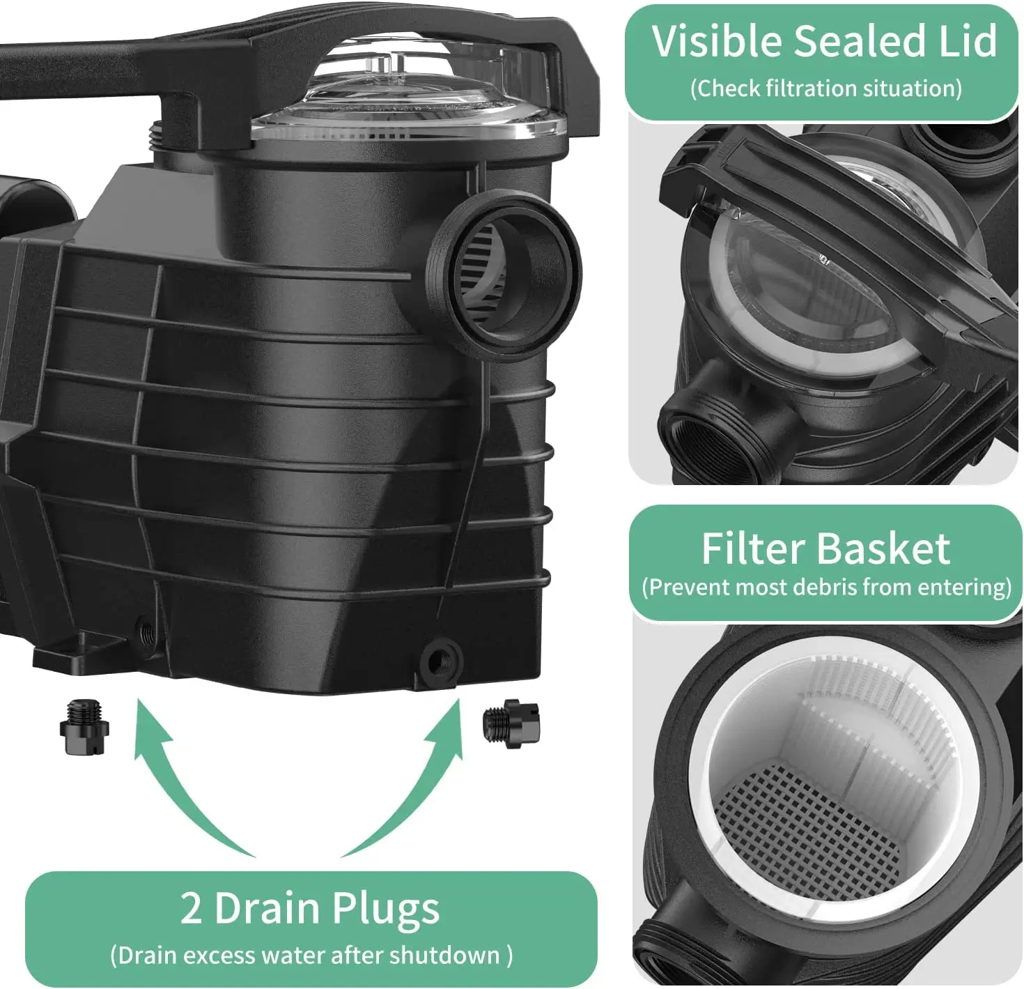 J20007E Pool Pumps - Efficient 2.5HP Above Ground & Inground