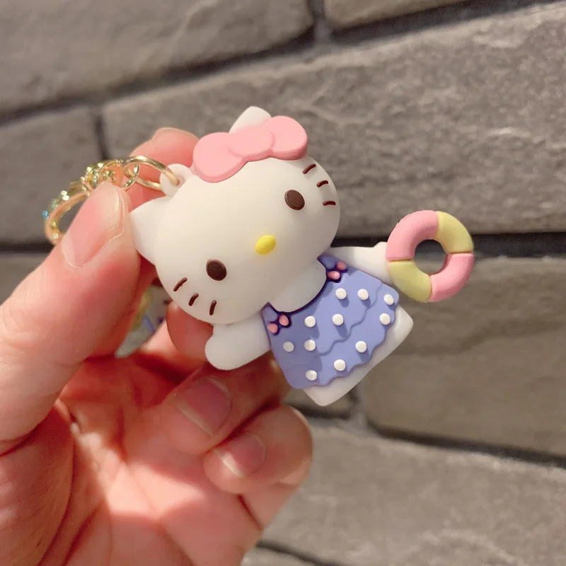 Custom Cute Cartoon 3d Hello Kitty Keychain With Wrist Strap Car ...