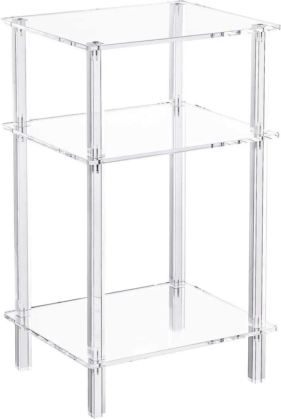 Eglaf 3-tier Clear Acrylic Side Table Square Leg Small End Table ...