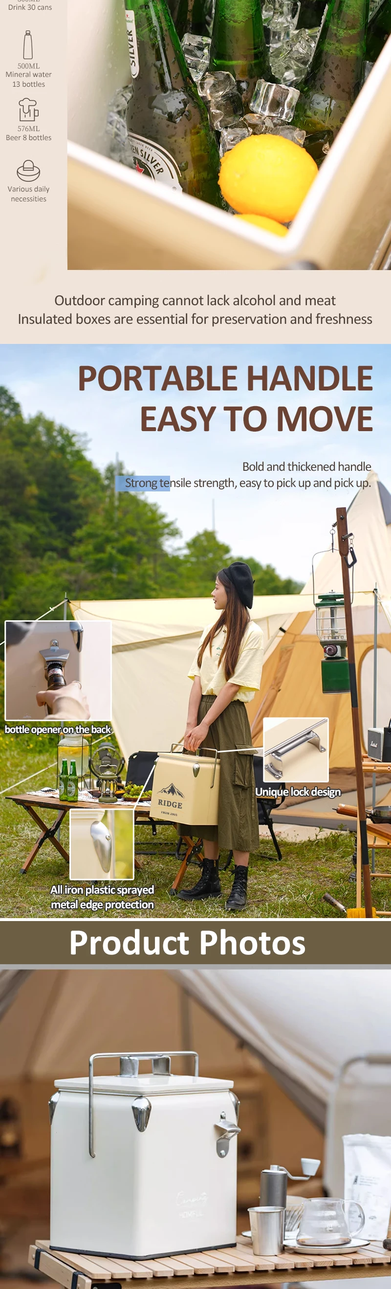 Retro Ins Iron Outdoor Insulation Box 13L Portable Camping Picnic Car ...