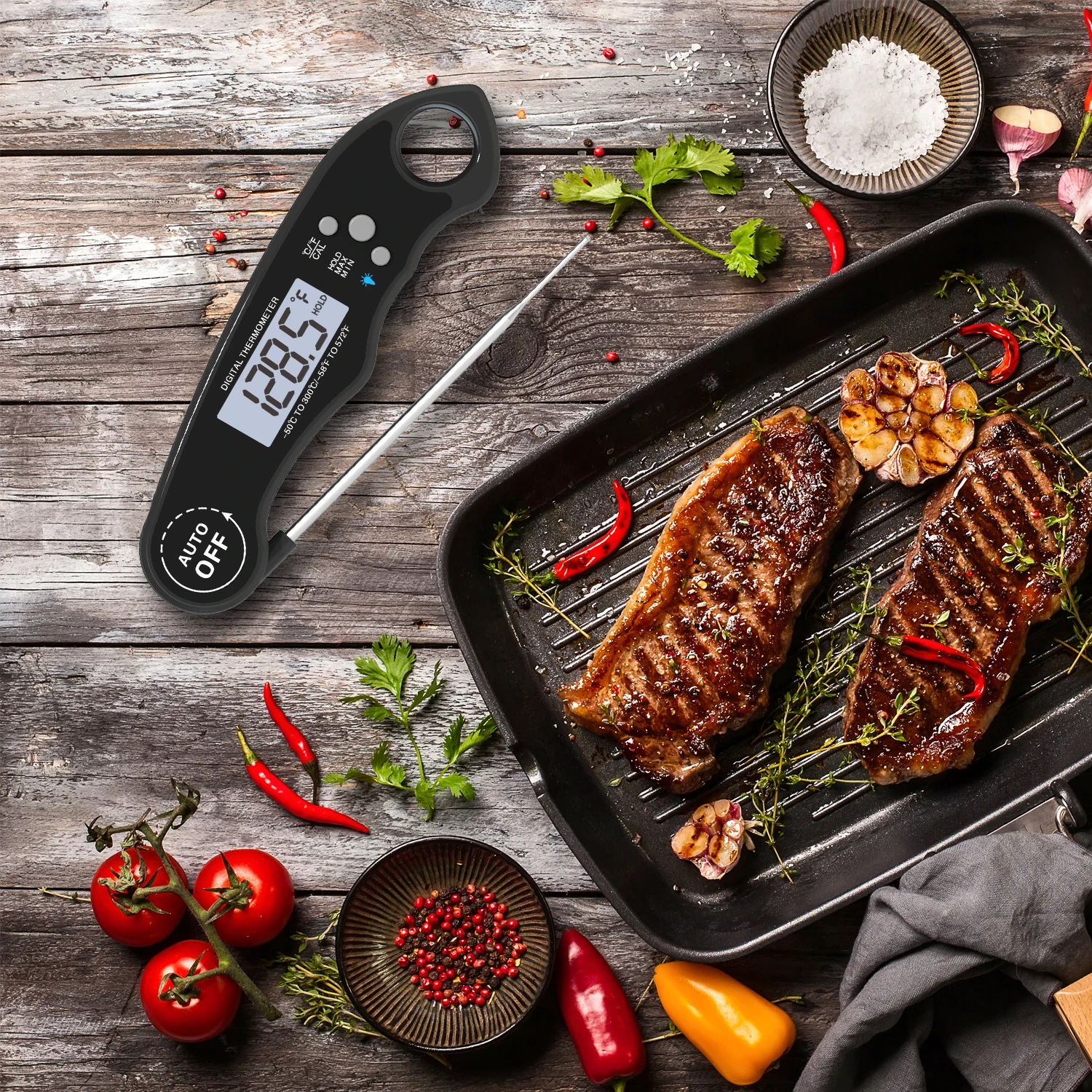 Digital Meat Food Thermometer For Portable Outdoor Bbq Kitchen Cooking ...