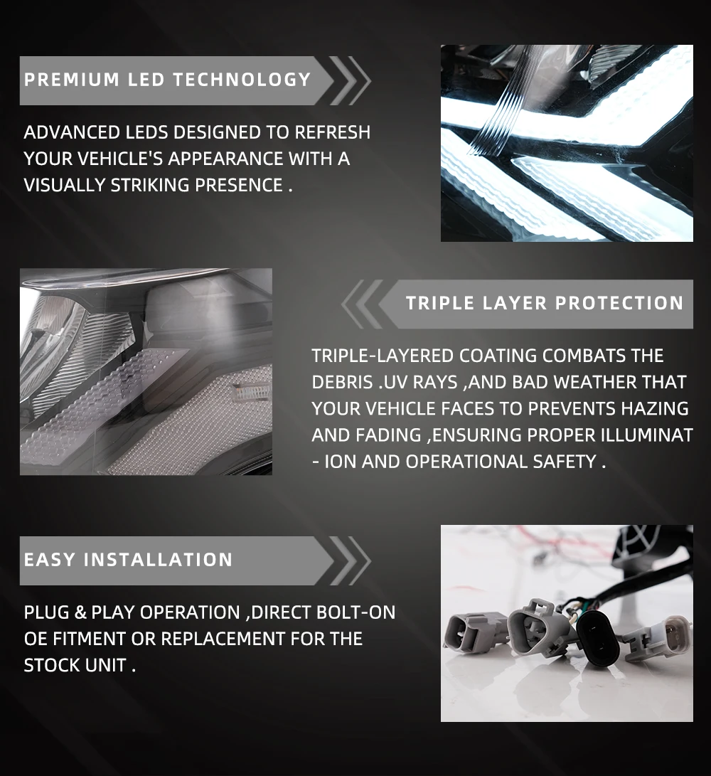 VLAND Full LED Headlights for Toyota 4runner 2014-2023
