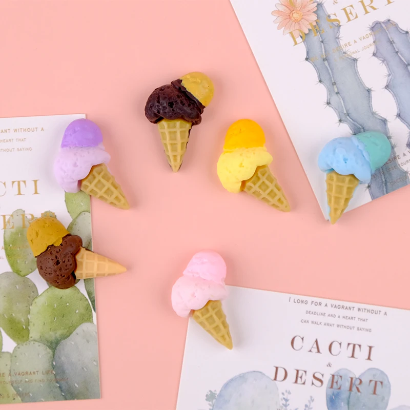 Small Cute Colored Ice Cream Cone Resin Refrigerator Magnet Delicious ...