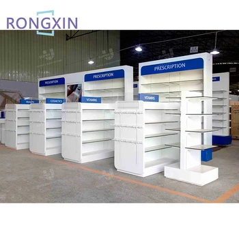 Wooden Pharmacy Furniture Medical Shop Racks Shelves Store Display ...