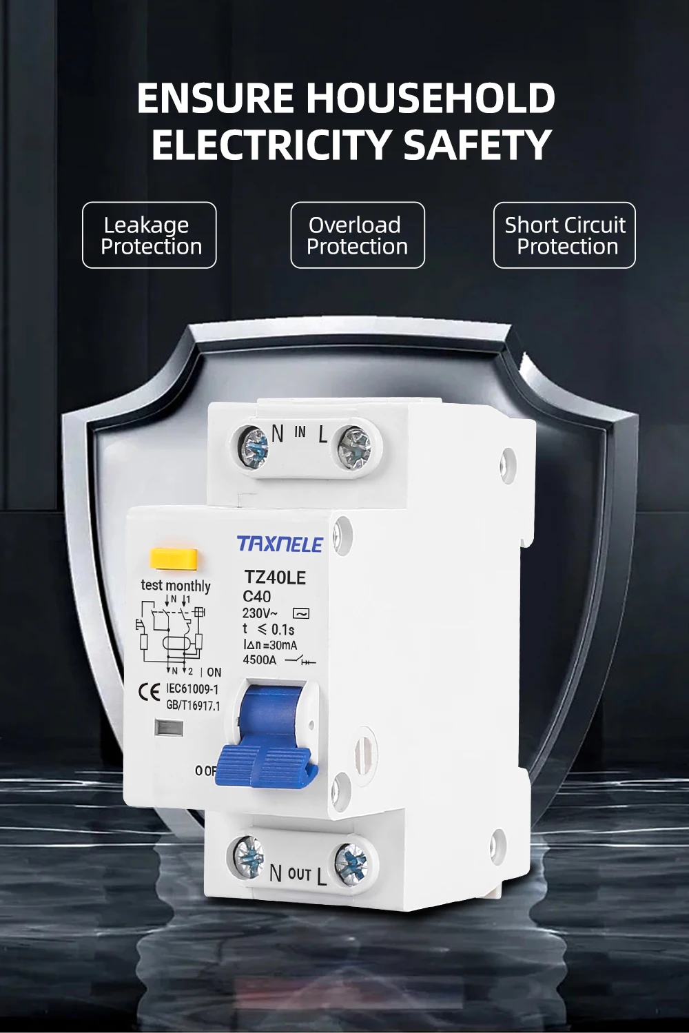 Rcbo Mcb Dpnl Residual Current Circuit Breaker 1p+n Dz40le Epnl Over ...