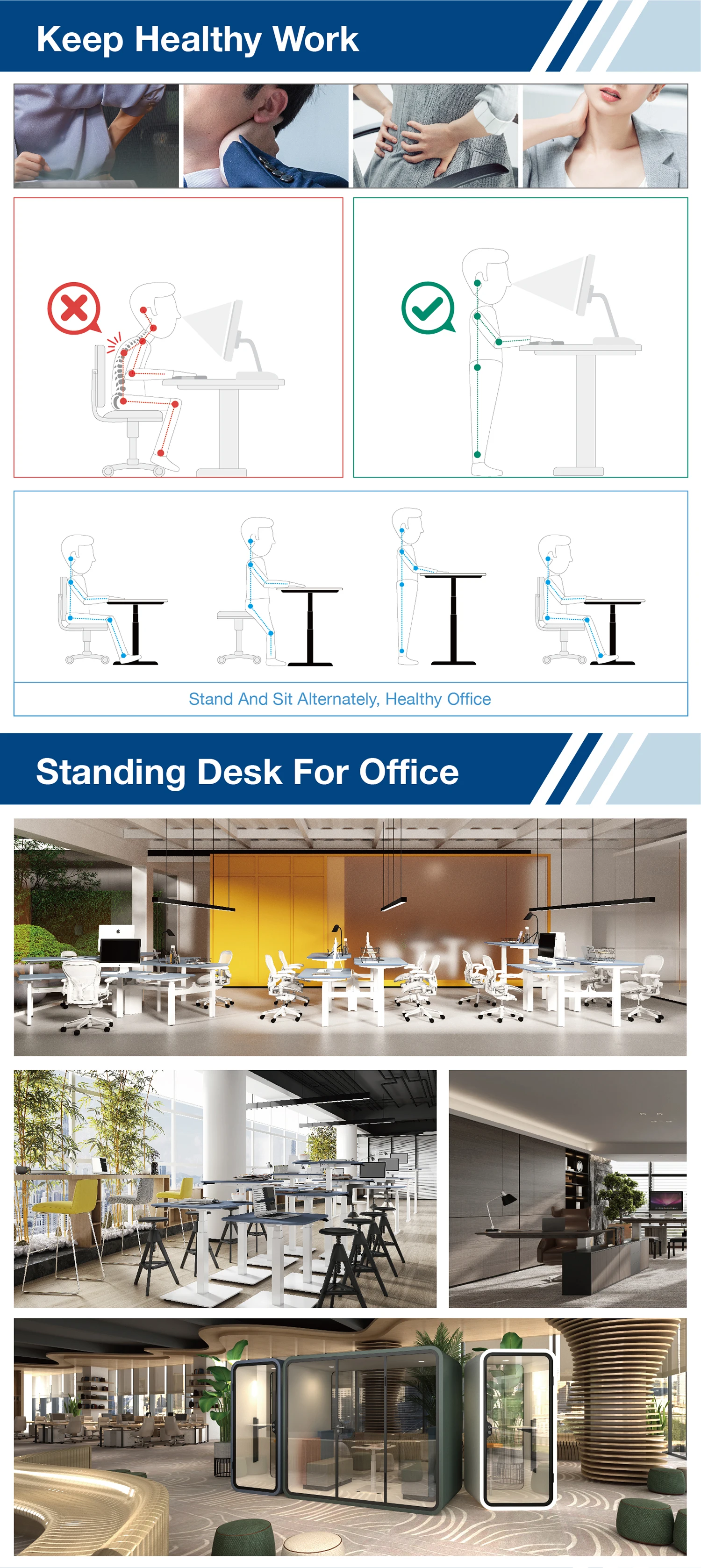 Electric 3 Legs Sit Stand Desk - L Shape Adjustable Height