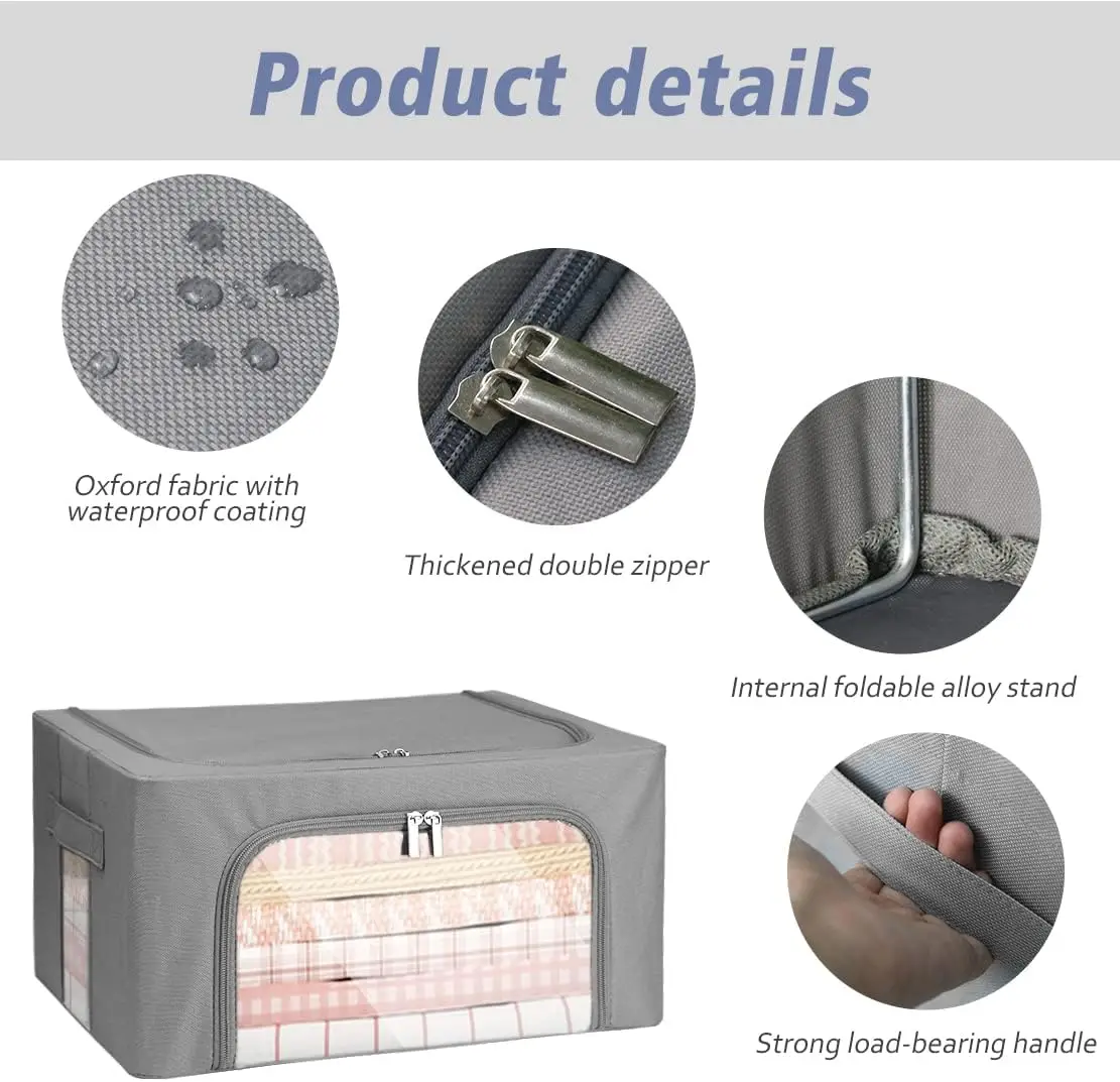 Modern 100L Steel Frame Storage Box Eco-Friendly Oxford Cloth Organizer ...