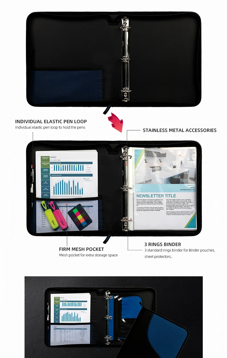 Wholesale Custom PVC Mini Loose Leaf 3 Ring Binder Planner Portfolio ...