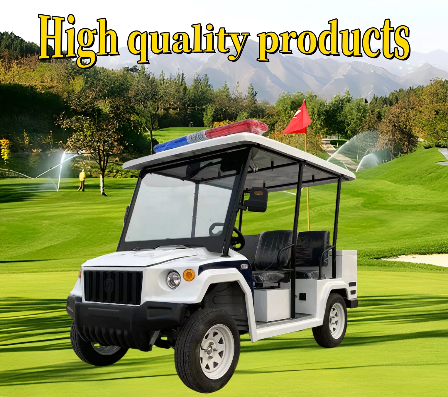 Closed 5-Seater Electric Patrol Golf Cart with Security Features for ...