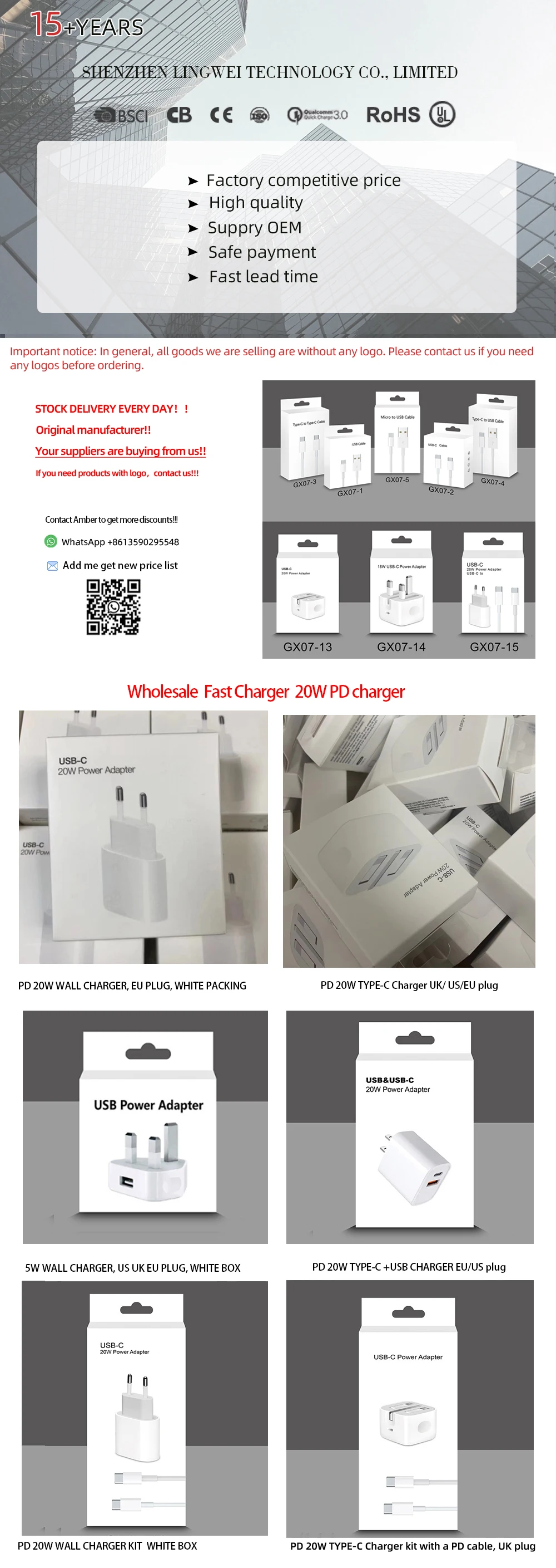 Mhje3tu/a Original 20w Usb-c Power Adapter Fast Charger For Iphone 15 ...