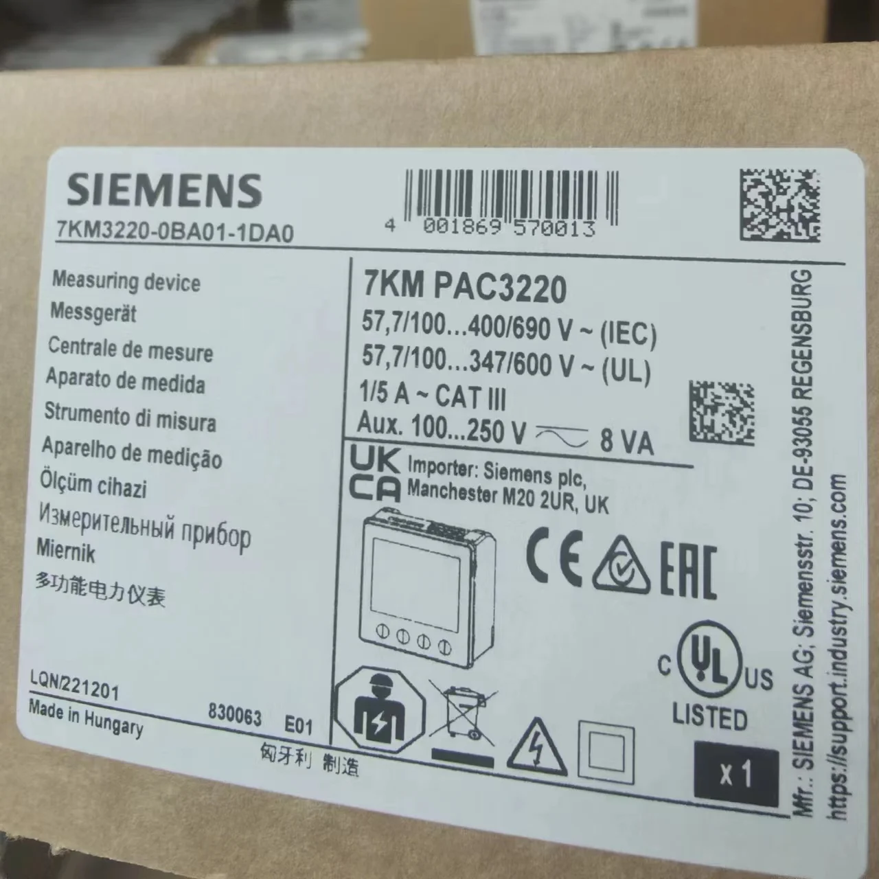 原装包装7KM3220-0BA01-1DA0西门子仪器7KM PAC3220测量装置7KM32200BA011DA0| Alibaba.com