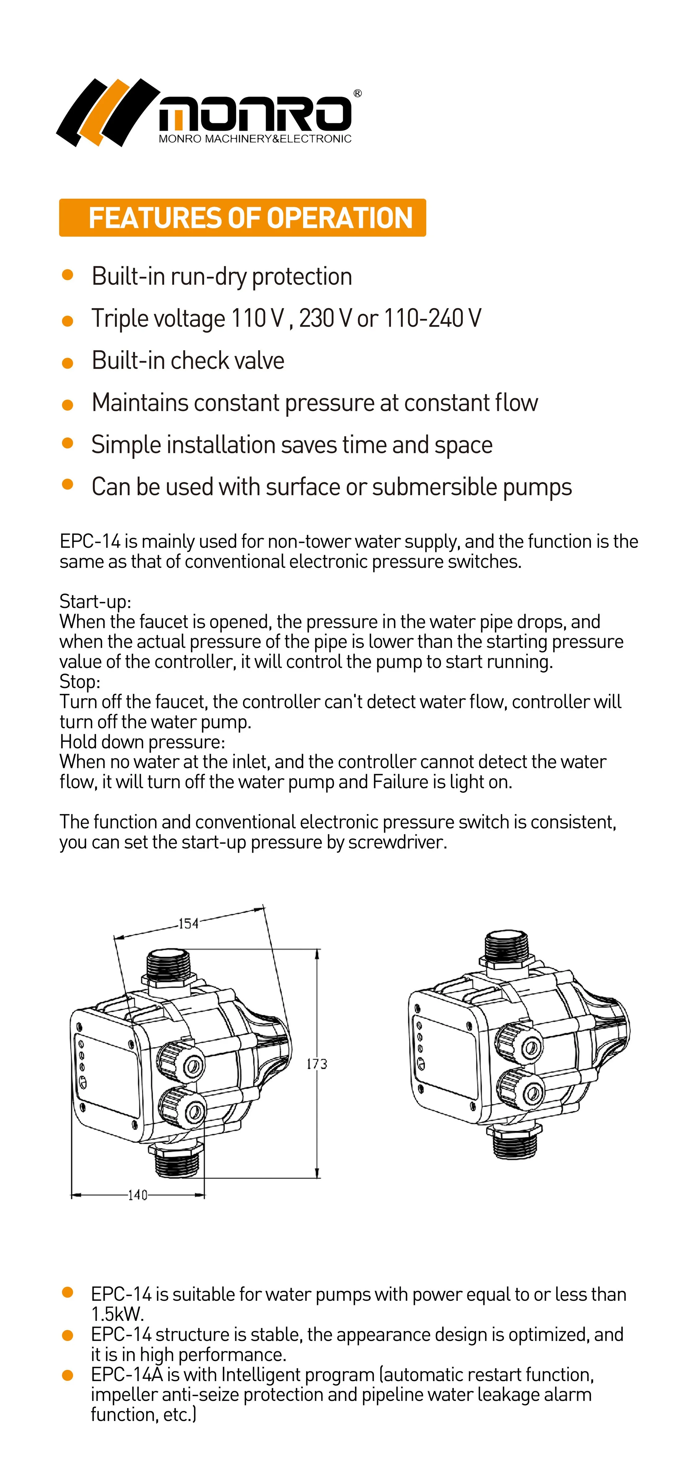 New Arrival Big Power Tiny Body Smart Pump Switch 2hp Pressure Control ...