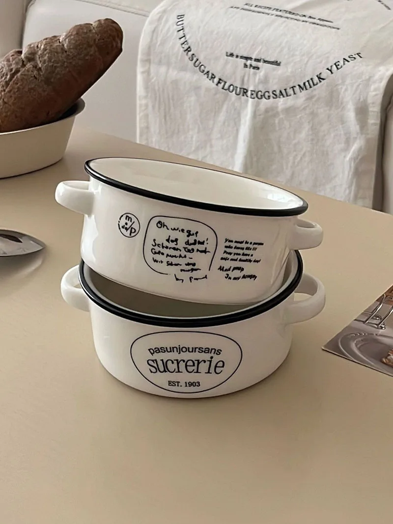 Ins Korea Alphabet Ceramic Binaural Bowl Creative Dessert Salad ...
