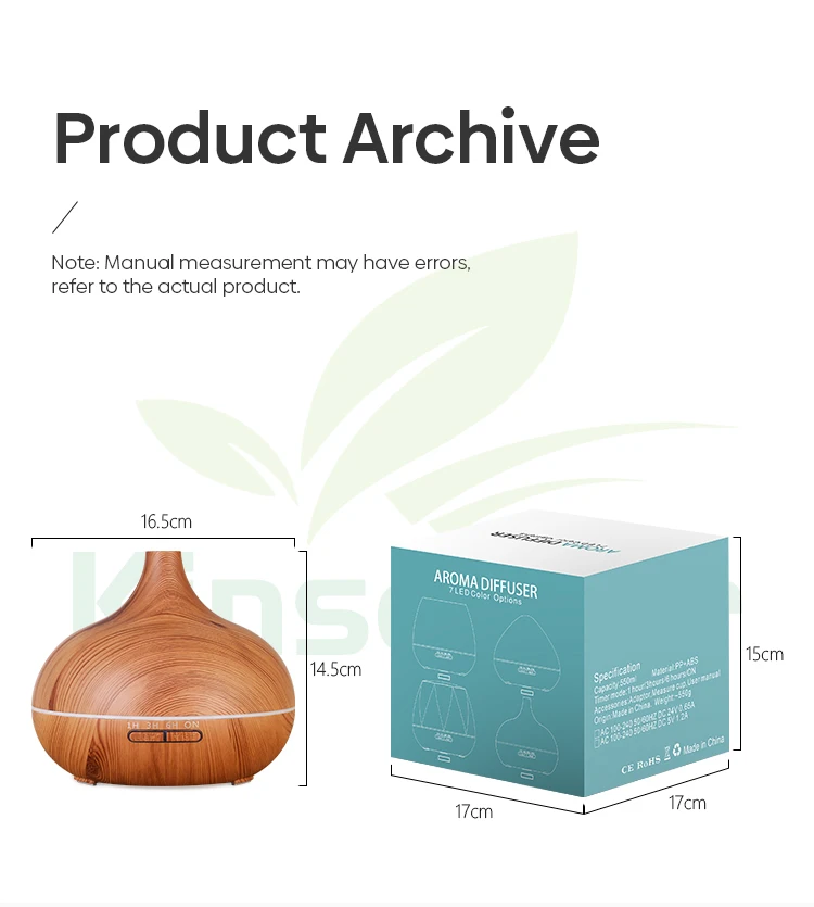 Kinscoter 500ml Essential Oil Diffuser - Aromatherapy Humidifier