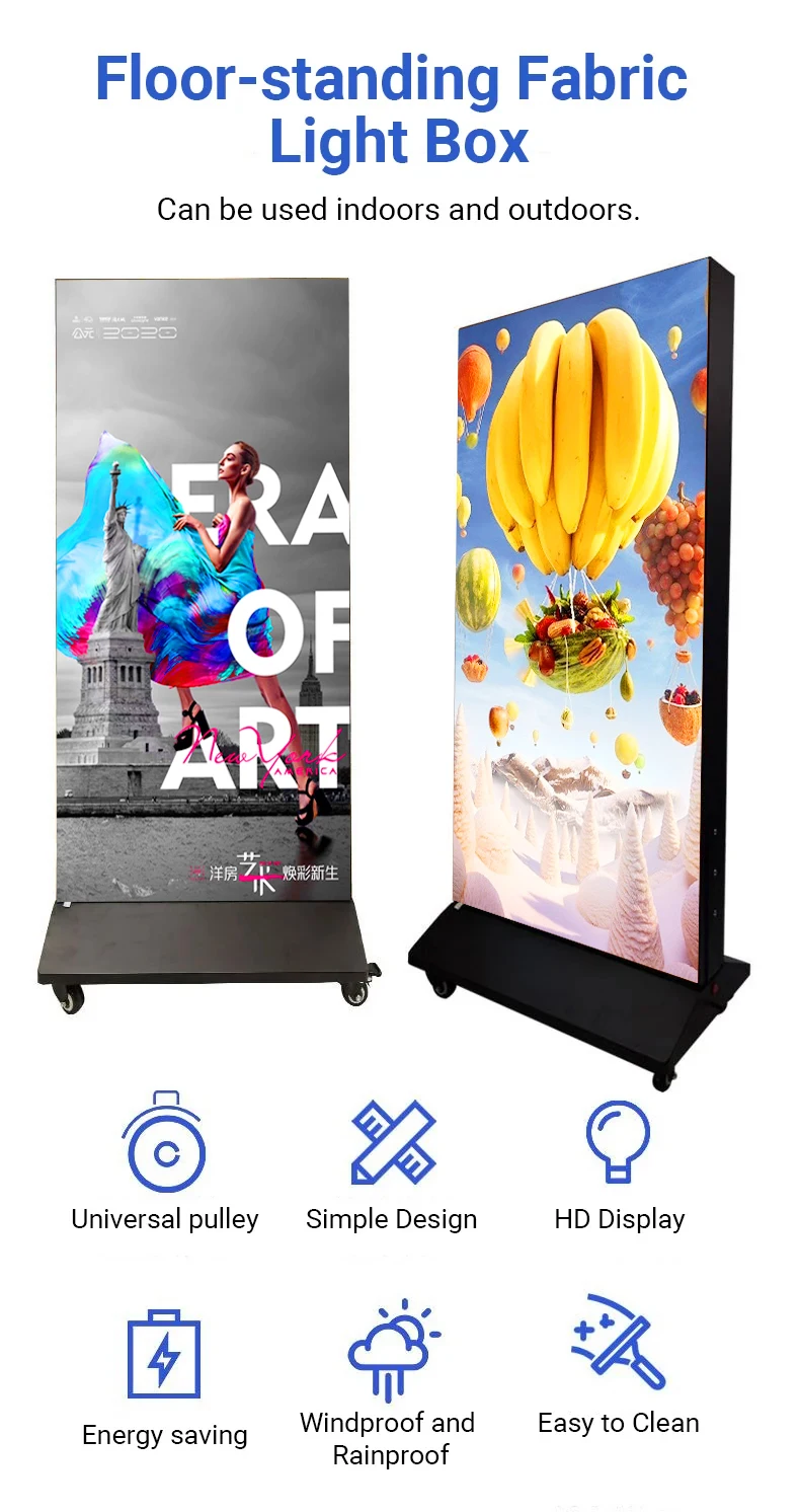Premium Aluminum Frame LED Backlit Banner Stand Double Sided Fabric ...