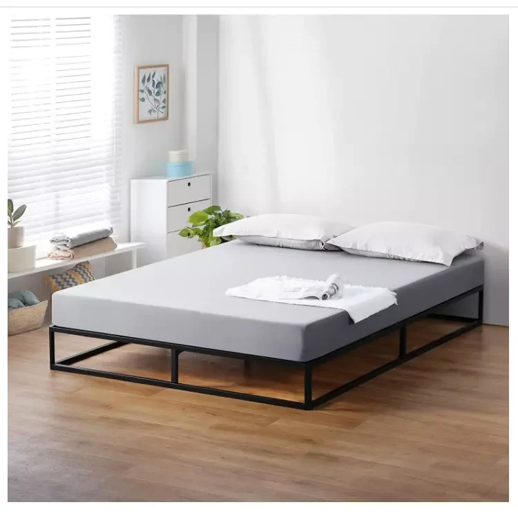 Design Metal Bed Frame Simple Platform Bed Headboard Iron Frame Double ...
