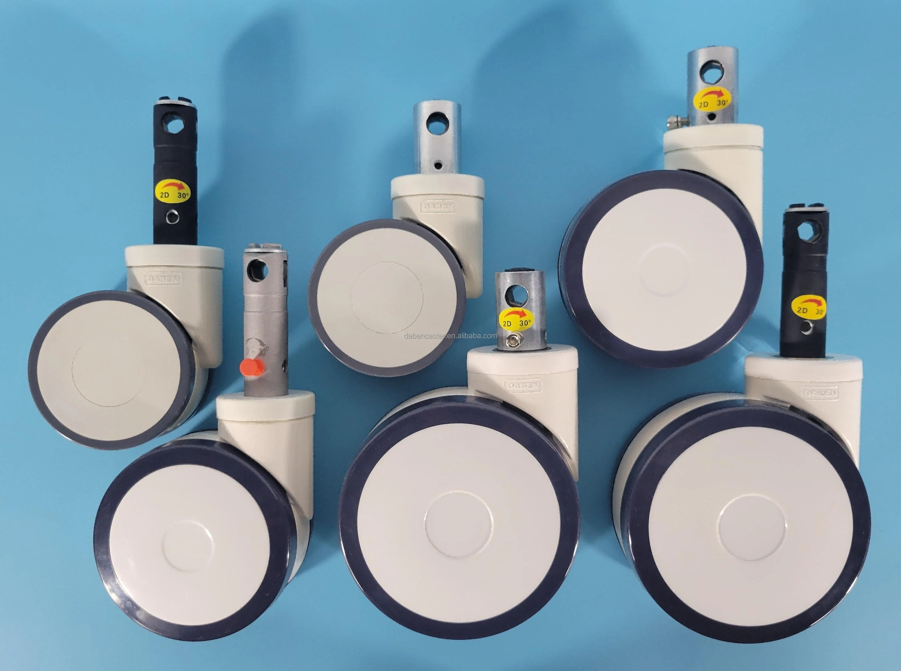 150mm PU Wheels Medical Caster Central Lock Caster Short Stem for ...