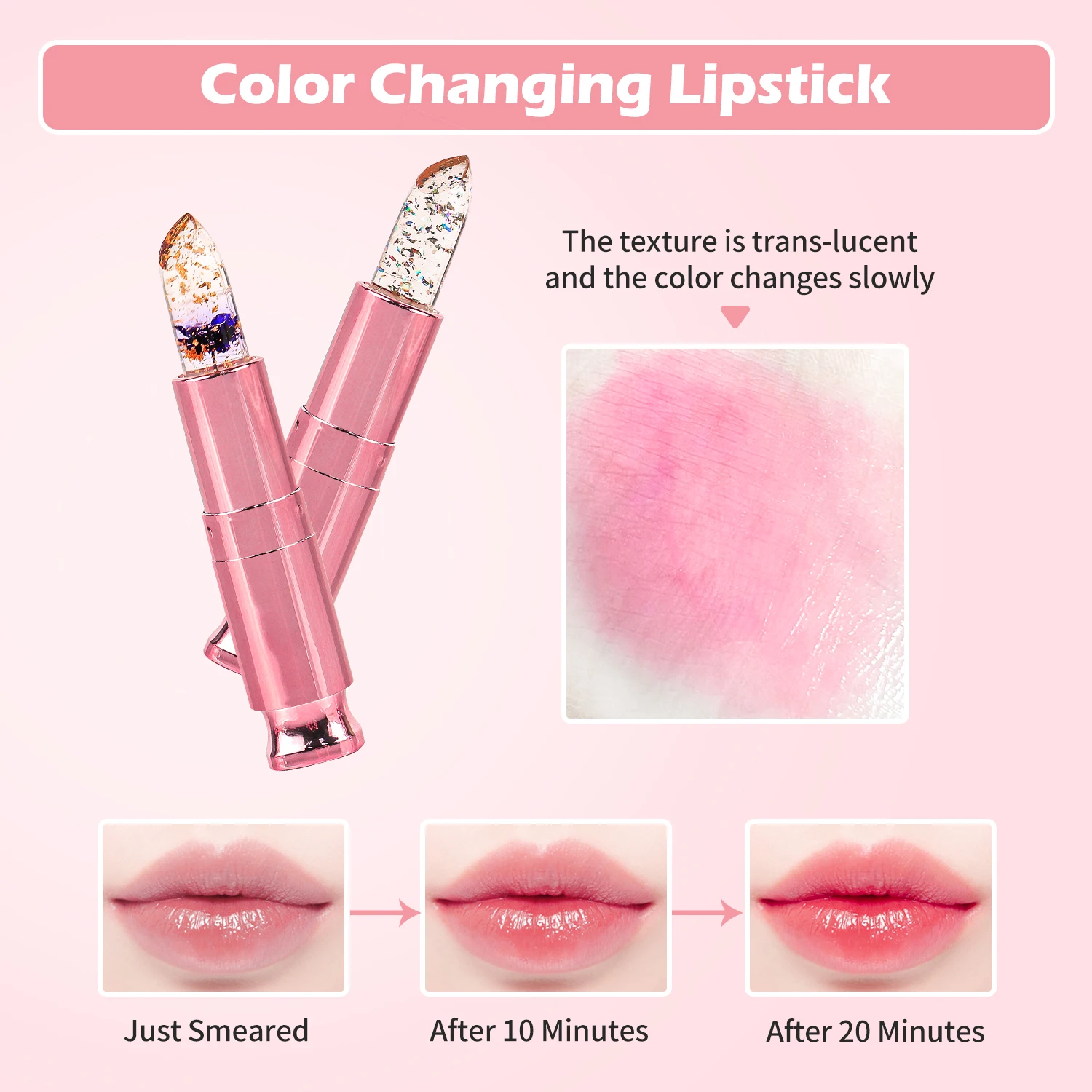 Clear 24k Gold Foil Lipstick Wholesale Flower Magic Lipstick Change ...