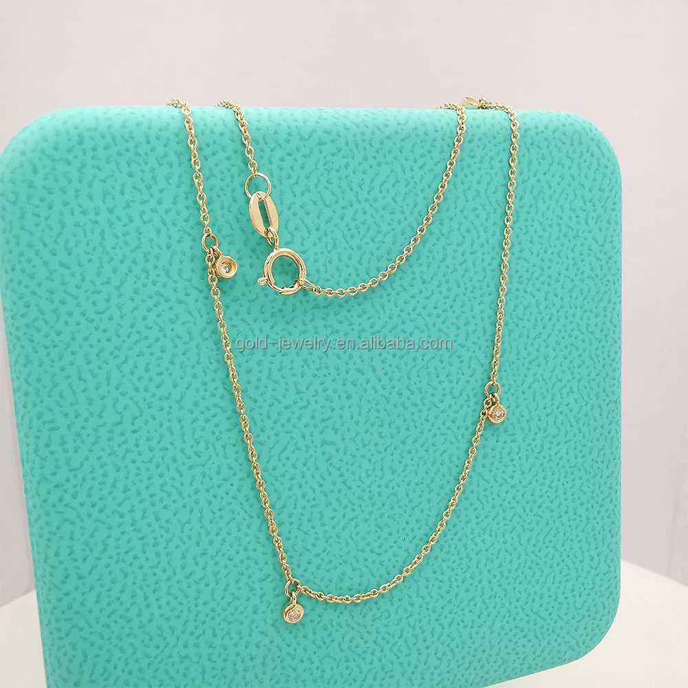 AU585 14K Gold Jewelry - Dainty Necklace with Real Diamonds