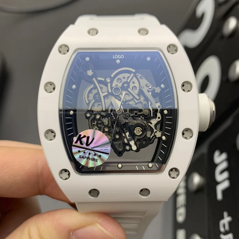 White Ceramic Men's Watch Deluxe Rm 55 Men's Watch Movement Waterproof ...