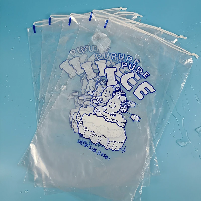 Clear Plastic Drawstring Ice Bags With Cotton Draw String - Buy Plastic ...