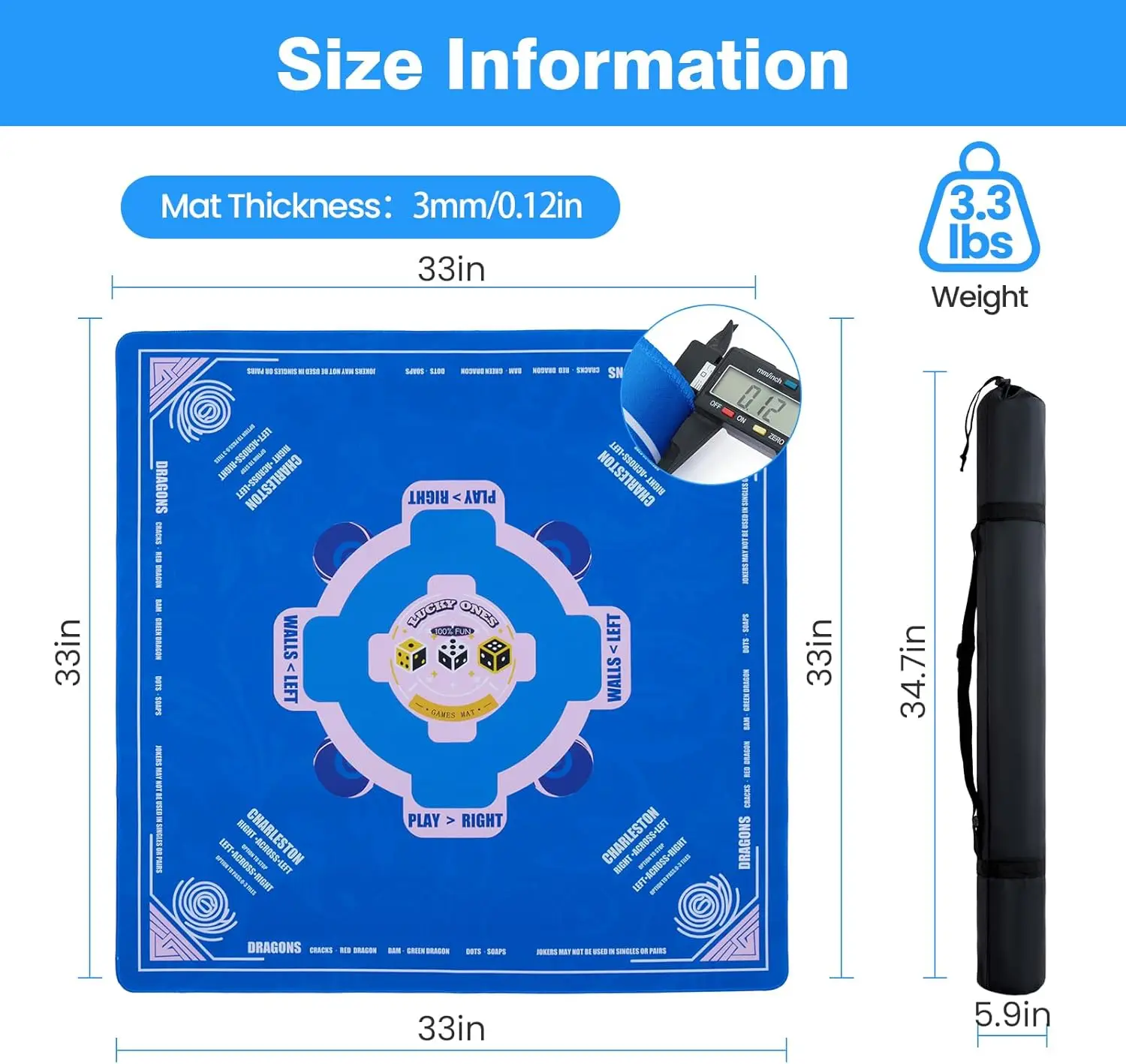 Mahjong Mat - Durable, Non-Slip Table Board Game Accessory