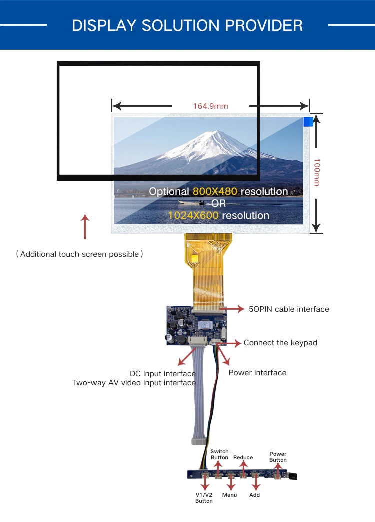 Customized Mipi Ttl Rgb 7 Inch 800*480 1024*600 Touch Screen Optional ...