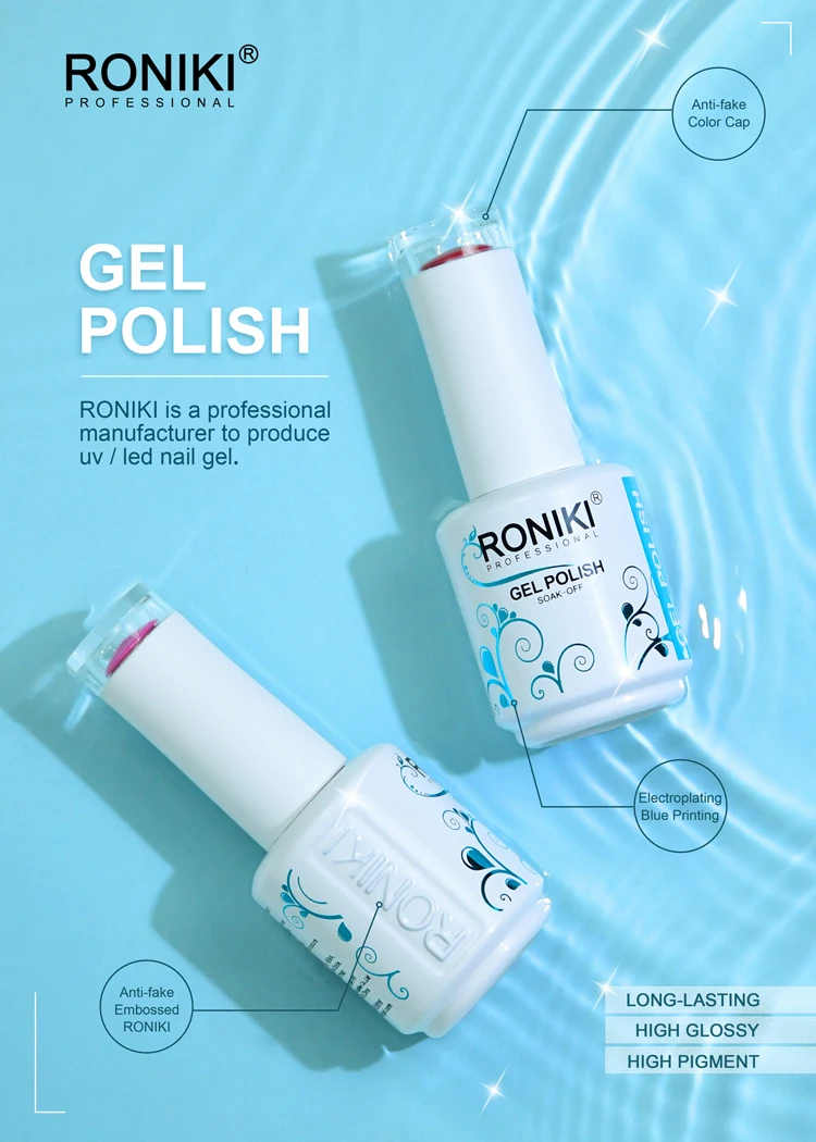 Roniki Shell Uv Gel Nail Polish Oem Glitter Soak Off Uv Gel Varnish ...