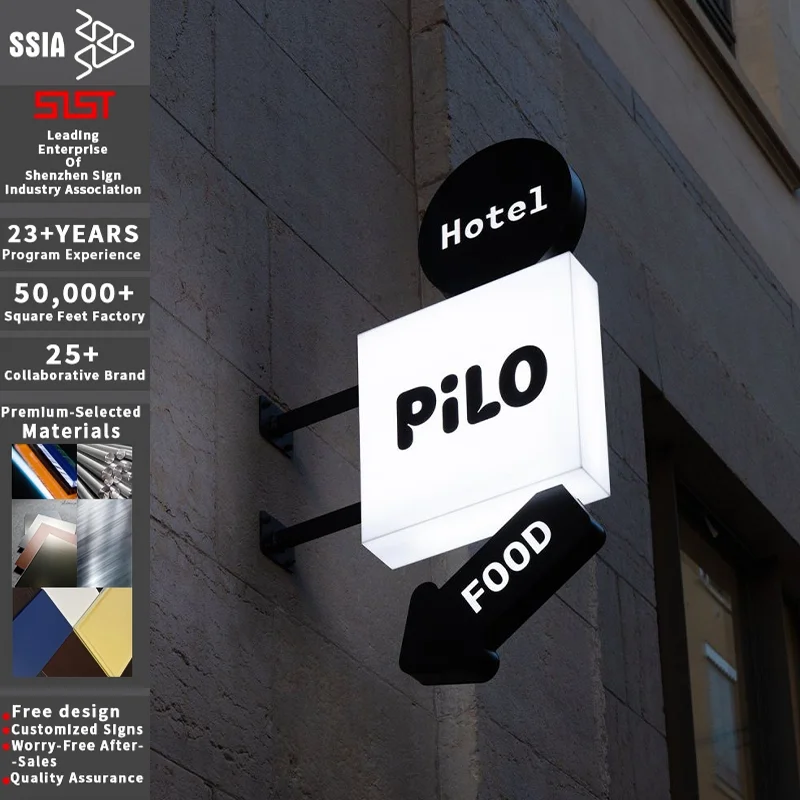 6000k Outdoor LED Light Box with Logo Square Illuminated Business Sign ...