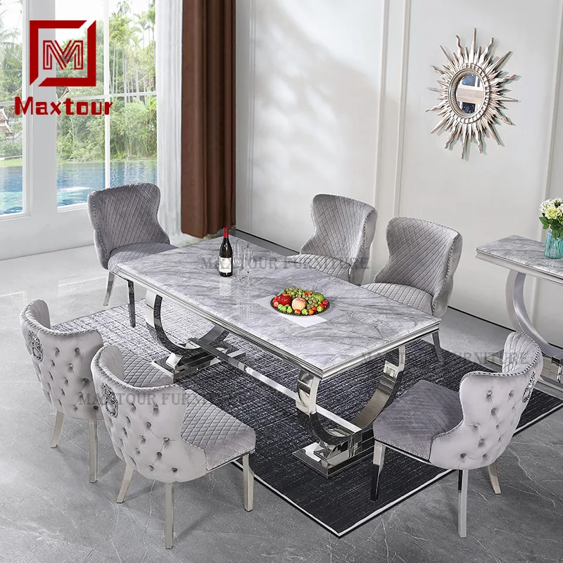 Luxury Dining Table - Modern Arianna Marble Set 6 Seater