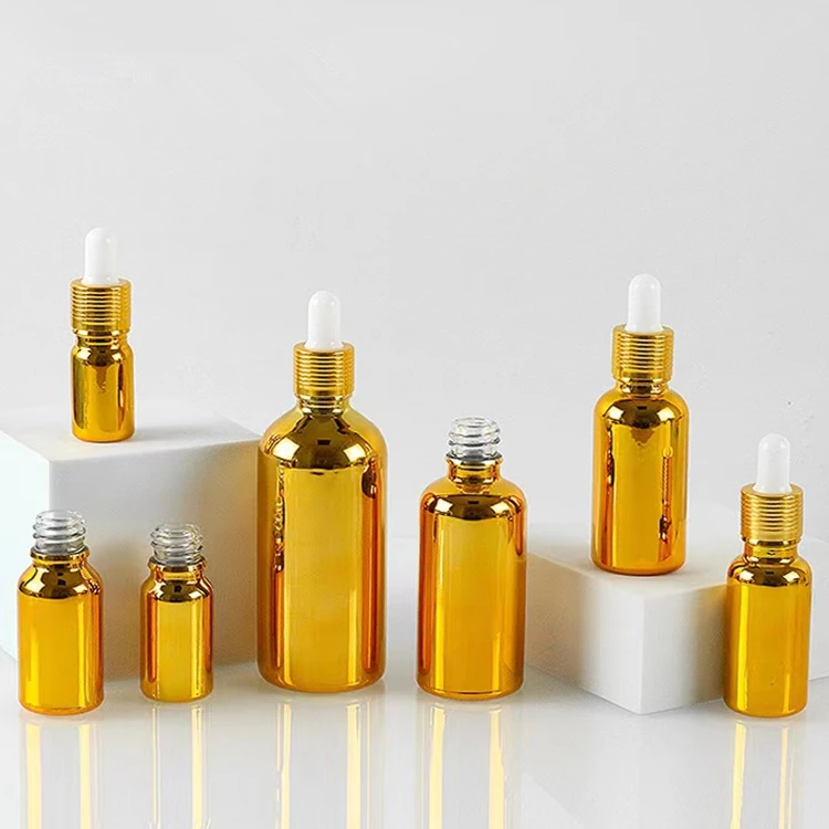 Luxury Gold Plated Glass Dropper Bottle Electroplated Gold Glass ...