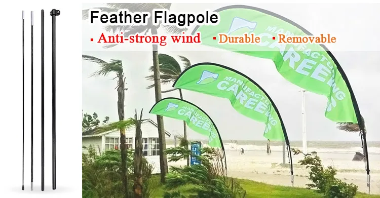 Outdoor Full Fiber Glass Beach Flag Pole American 5 Meter 15 Foot Knife