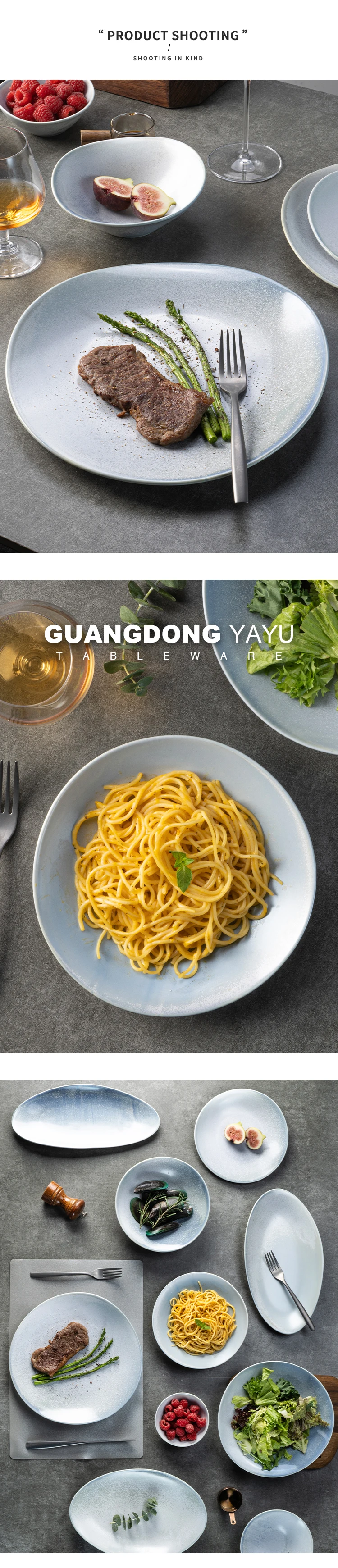 YAYU Glaze Transmutation Vajillas Plato Pottery Ceramic Blue Oval ...