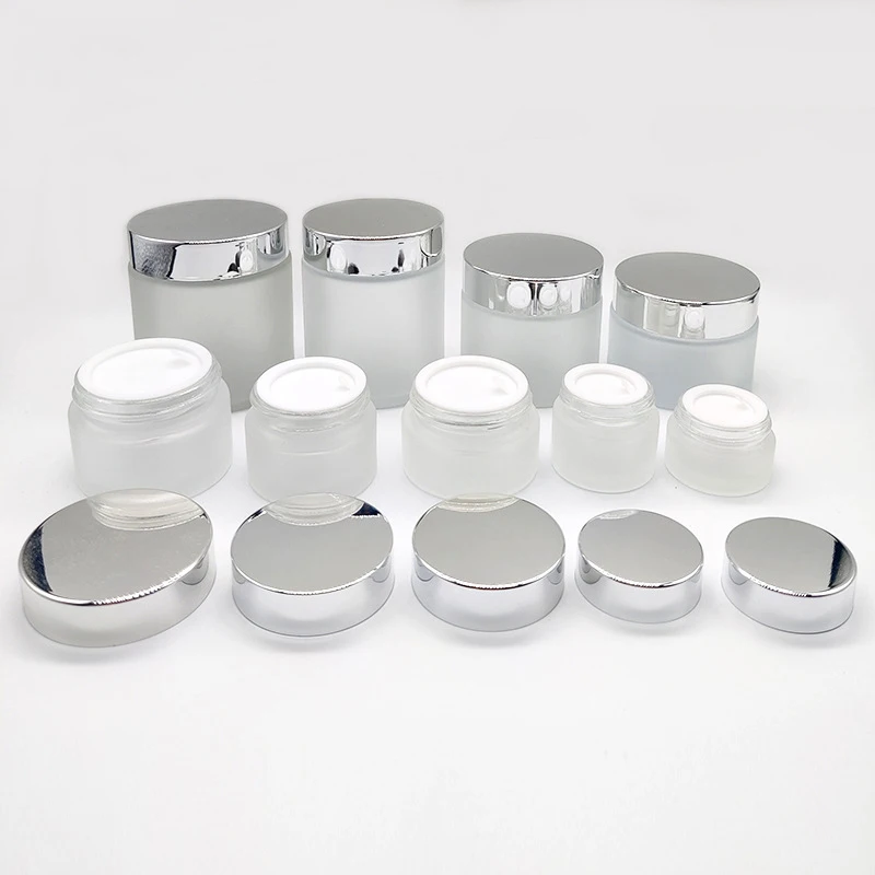 Wooden Cover Cream Frosted Glass Bottle Cosmetic Eye Cream Facial Mask ...