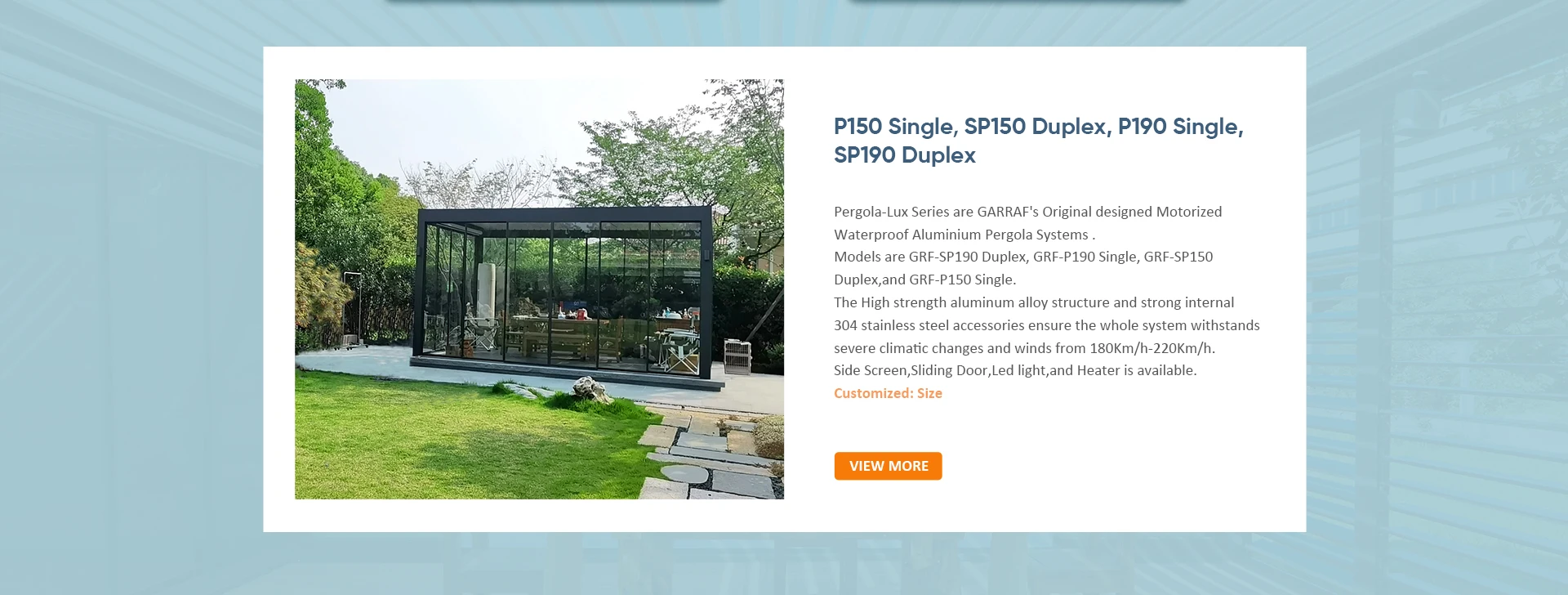 Garraf Energy-Saving Products(Nanjing)Co.,Ltd - Pergola, Roller Shutter