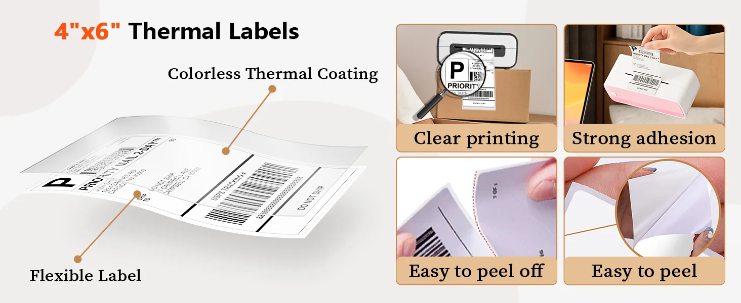 4x6 Shipping Label Stickers - Thermal, Waterproof, & Fast