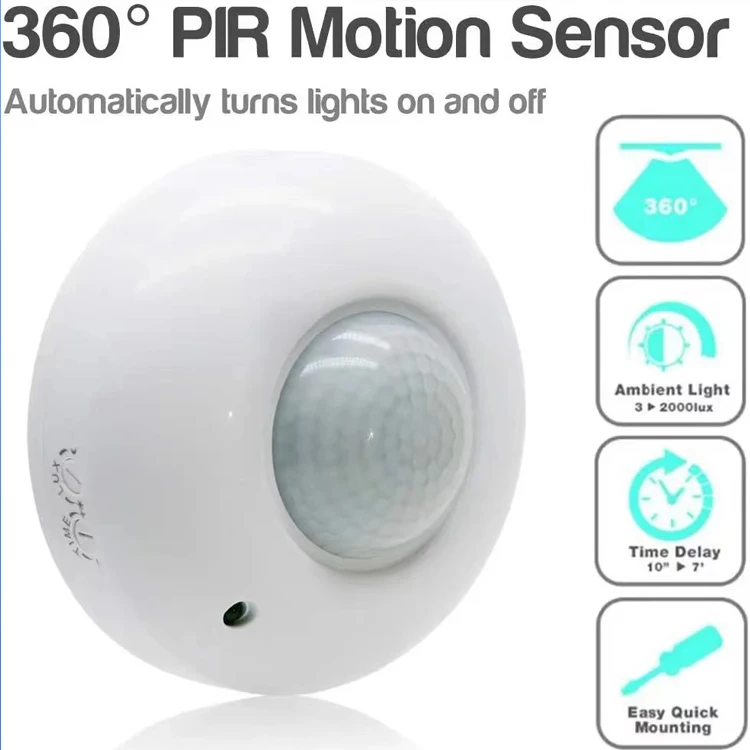 360 Degree Ceiling Mount Occupancy Sensor Movement Detector PIR ...
