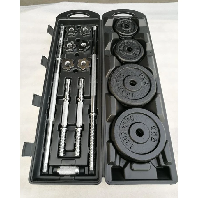 50KG Black Paint Barbell Dumbbell Set with Case - DAYU