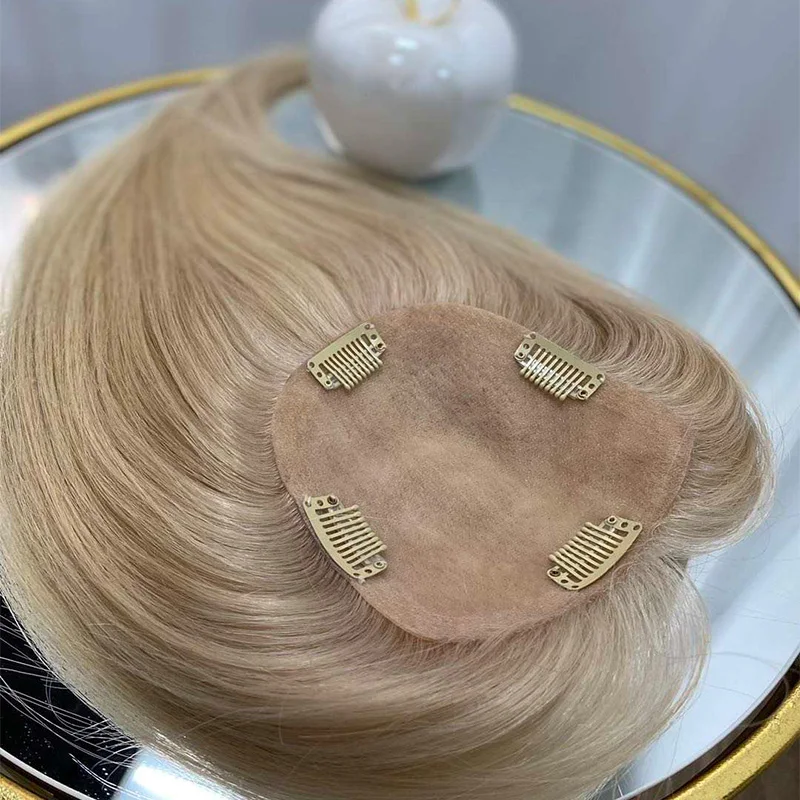 2024 Trend European Virgin Human Hair Topper for Women Blonde Remy Wavy ...