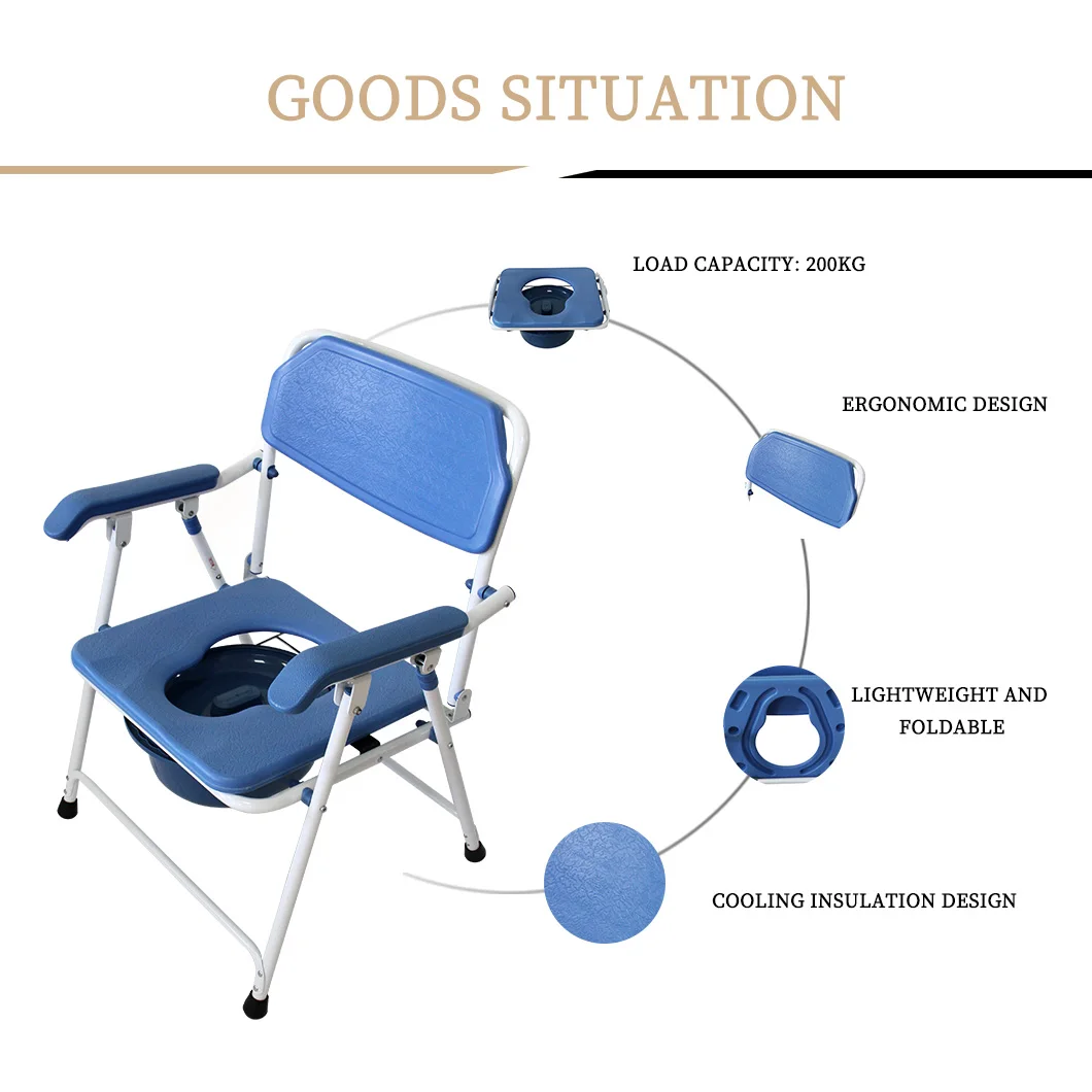 Height-adjustable Handicapped Folding Portable Adult Toliet Chair ...