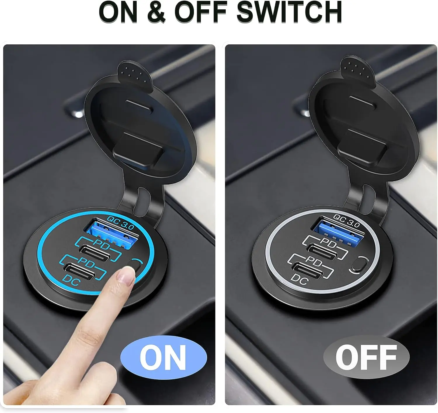 12 Volt USB Socket - Triple Port Car Charger with Dual PD3.0